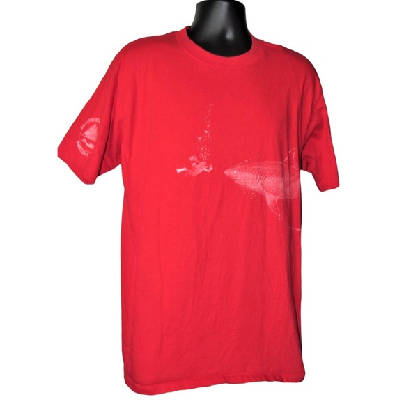 Oneita | Shirts | Mens Red Great White Shark Oneita Power Tshirt | Poshmark
